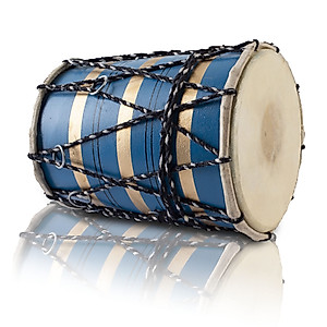 Handmade Wooden & Leather Classical Indian Folk Tabla Drum Set Hand Percussion Drums World Musical Instruments Punjabi Dhol Dholak Dholki 8 x 6 Inches Fun Birthday Housewarming Gift Ideas