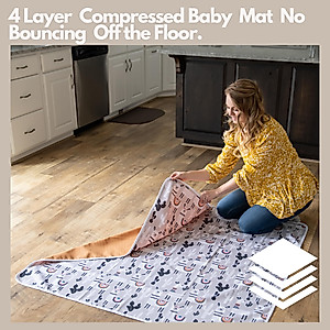 BABYBOET Splat Mat for Baby – Under High Chair Floor Mat Protects Wood, Vinyl and Carpet from Spills – Waterproof 4 Layer Baby Mat Bundle with Waterproof Matching Smock (51” x 51”)