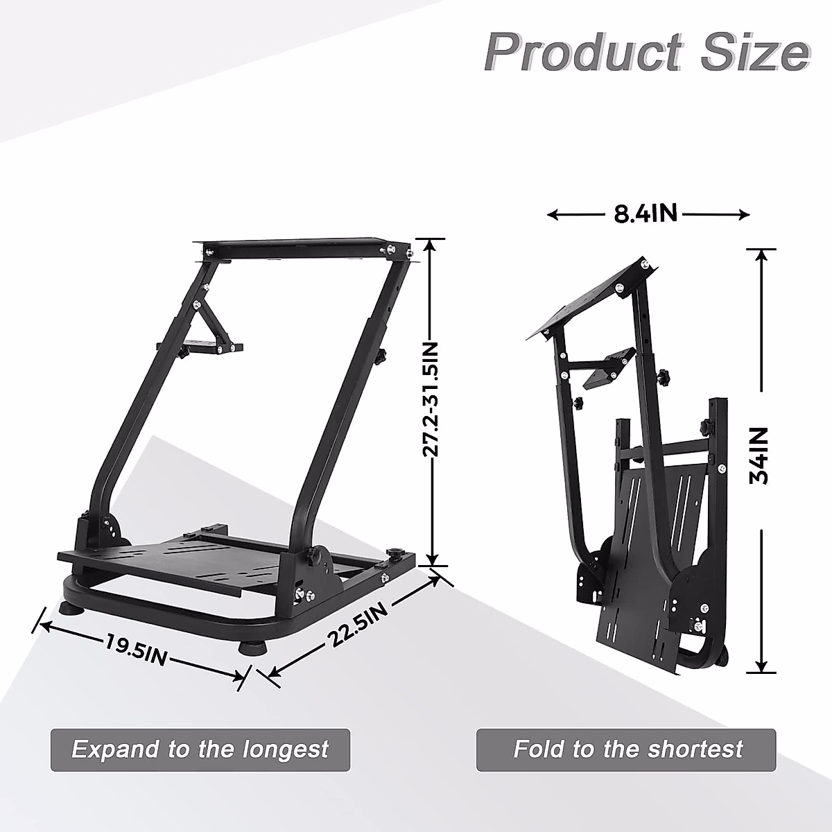 Hottoby Racing simulator cockpit Steering Wheel Stand Foldable&Multi-level Adjustable Fit for Logitech/Thrustmaster G25,G27,G29,G920,G923&T150,T248,T300 Gaming Simulator Cockpit,No Wheel Pedals