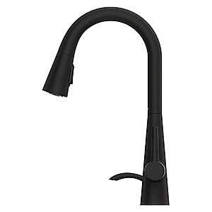 Pfister Barulli Kitchen Faucet with Pull Down Sprayer and Soap Dispenser, Single Handle, High Arc, Matte Black Finish, F5297BARB