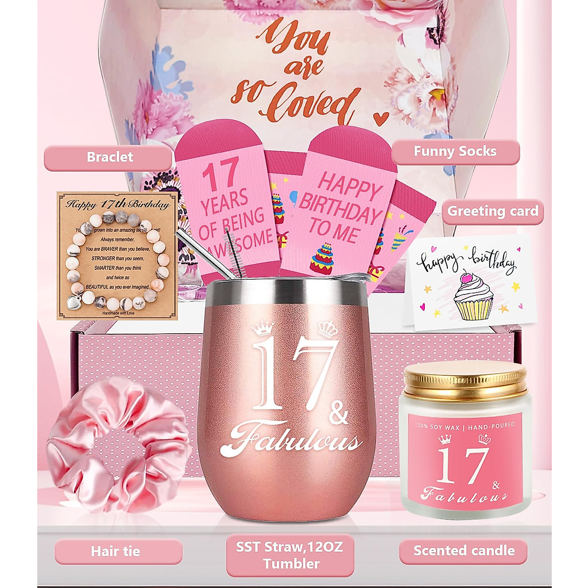Awfrky 17th Birthday Gifts For Girls, Best Gifts For 17 Year Old Girl,Happy 17th 17 Year Old Girl Birthday Gift Ideas For Teens Daughter, Niece, Granddaughter, Sister Her, Bestie, Girlfriend