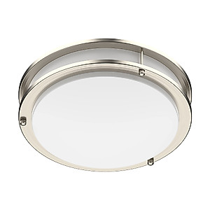 DYMOND LED Ceiling Light Fixture Flush Mount 4000K Natural Daylight Dimmable Surface Mount Brushed Nickel Ceiling Lamp for Kitchen, Hallway, Bathroom, Bedroom, Closet (12 Inch) (1 Pack)