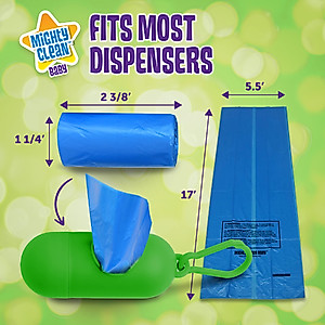 Mighty Clean Baby Disposable Diaper Bag Refill Rolls - Waste Sacks with Light Powder Scent - 144 Count