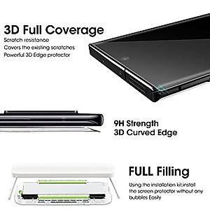 ZVELSIEM Auto Alignment 3D Curved for S22 Ultra Screen Protector Samsung Galaxy 5g,Samsung Galaxy S22 Ultra Tempered Glass，Fully Compatible with UltraSonic Fingerprint Scanner and S Pen, 3 Pack