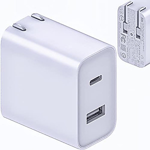 USB C Dual Port Wall Charger, Mi 33W SonicCharge High Speed Charger, 2 Output Ports: USB Type-C and USB-A, Foldable Plug, Portable & Compatible with Samsung Galaxy Series Z Fold Switch