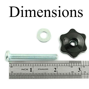 Pro Bamboo Kitchen 8 Sets Black Knobs Kit Galvanized Iron Philip's Head Screw 1/4-20x2" and 1/4" Hex Hand Nut Plus 1/4" Galvanized Iron Flat Washer