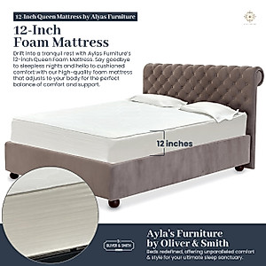 Aylas Furniture Queen Mattress 12 Inch Queen Foam Mattress High Density Reflex Support Layer & Visco-Elastic Comfort Foam & Premium Polyester Cover Eco-Friendly Breathable Firm Queen Size Mattress