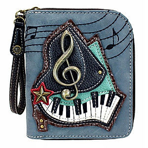 Chala Piano Zip-Around Wristlet Wallet, Music Lover Piano Player Teacher