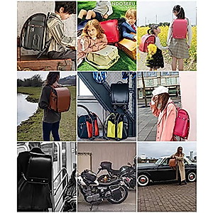 Baobab's wish Ransel Randoseru Backpack Semi-automatic satchel Japanese school bag for girls and boys PU leather bab-rng58 (Black 01)