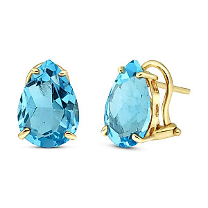 Galaxy Gold GG 14K Yellow Gold 10ct Blue Topaz French Clip Earrings