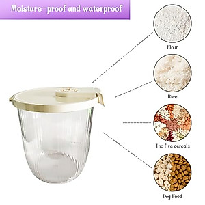 MXCELL Large Flour Storage Bins with Lid 11L/388oz, BPA FREE, Plastic Airtight Rice Storage Container Bucket, Pantry & Kitchen Food Organization Barrel for Sugar, Cereal, with Measuring Cup & White