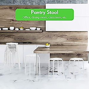 8 Pack Stacking Stools Classroom Stackable Stool Plastic Stack Stool Round Stacking Stool Set Student Round Stool Multipurpose Stool Chairs Flexible Seating for Kids Adult Home Classroom (White)