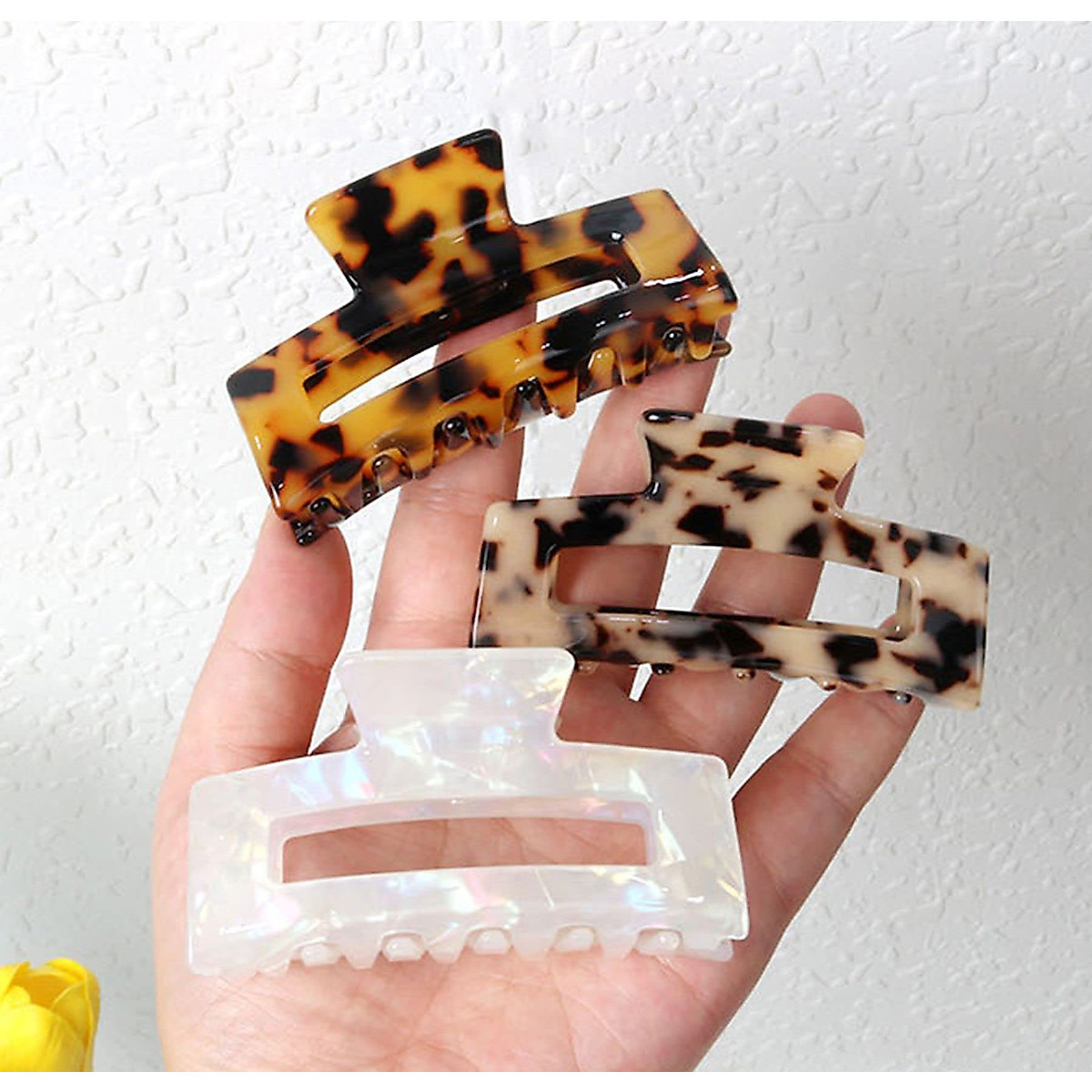 4Pcs Hair Claw Clips, Acetate Hair Banana Barrettes, French Butterfly Jaw Clips, Mermaid Color Crab Hairpin, Leopard Print Stylish Hair Accessories for Women Girls (4 Pcs)