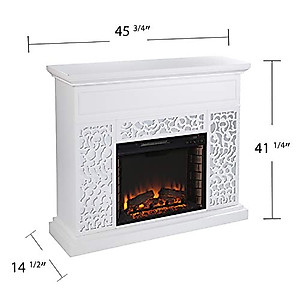 SEI Furniture Wansford Contemporary Electric Fireplace, White/Mirror