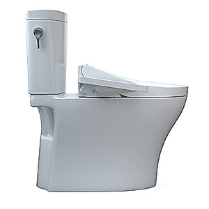 Aquia IV Arc 2-piece 0.9/1.28 GPF Dual Flush Elongated Comfort Height Toilet in. Cotton White C2 Washlet Seat Included