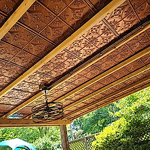 uDecor Cathedral Ceiling Tile Antique Bronze 2x2 Box of 10 - Drop-in or Glue Up