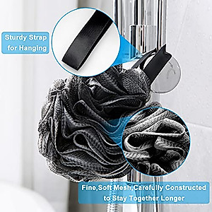 Loofah Handled Back Brush for Shower & Bath Shower Scrubber Bouquet Sponge,1 Pack Long Handled Shower Sponge,2 Pack 75g XL Exfoliate Charcoal Mesh Poufs Shower Bouquet for Women and Men