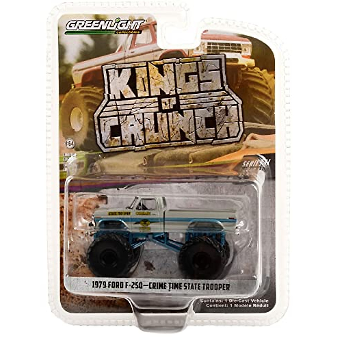 King of Crunch Greenlight 49110-C Series 11 - Crime Time State Trooper - 1979 F 250 Monster Truck Monster Truck 1/64 Scale