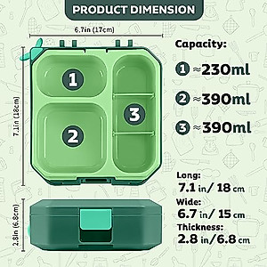 AmazingLife Dinosaur Bento Lunch Box for Kids, Container with Removable Compartment, Ideal Portions Size for Ages 3 to 7, Kids Lunch Container Back to School, Leak Proof, Dishwasher Safe