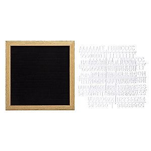 Pearhead Natural Wood And Black Felt Classic Letter Board Set, Includes 294 White Letters, Modern Reusable Message Board, Gender Neutral Photo Prop, Nursery And Home Decor, 10" x 10"