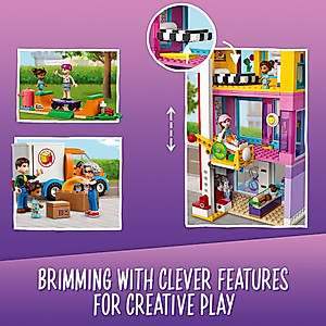LEGO Friends Main Street Building, Heartlake City Café & Hair Salon 41704, Mini Dolls House with Toy Shops, Modular Building Set, Pretend Play Hair Salon Gift for 8 Plus Year Old Kids, Girls and Boys