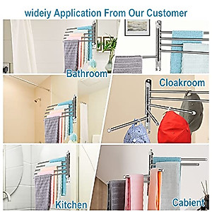 SCDGRW Swivel Towel bar 5 arm - Stainless Steel Bathroom Swing Towel Rack with Hook- Wall Mounted Towel Holder Storage Organizer for Bathroom Kitchen