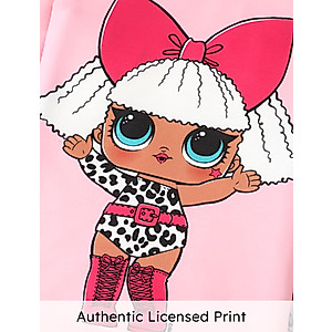 L.O.L. Surprise! Girls 2pcs Print Tee and Leopard Layered Skirt Set Casual Long Sleeve T-shirt and Cake Skirt Party Outfit Pink 5-6 Years