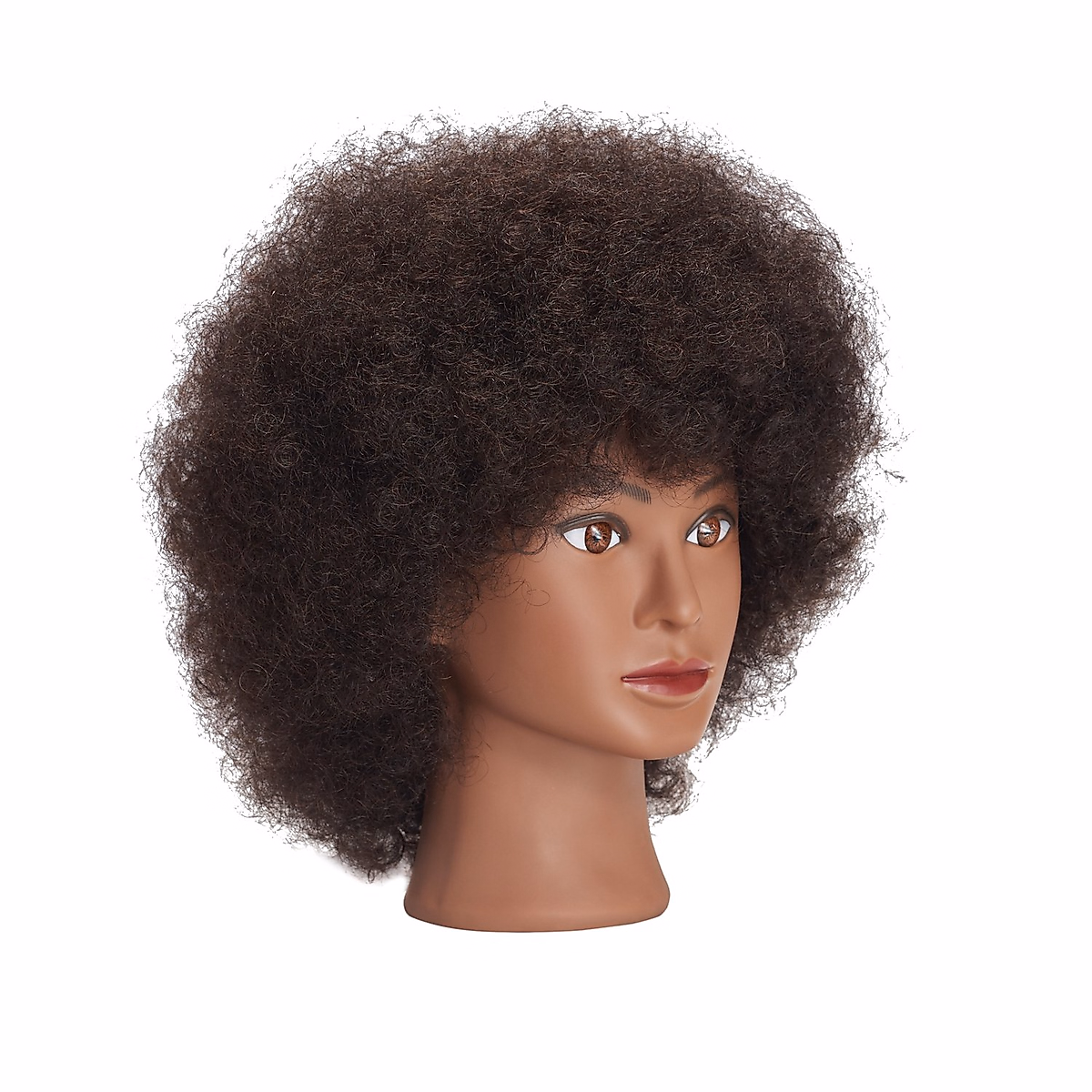 Traininghead 10'' Afro Mannequin Head With 100% Human Hair Training Head Manikin Cosmetology Doll Head For Hairdresser With Clamp Stand (10 inches)