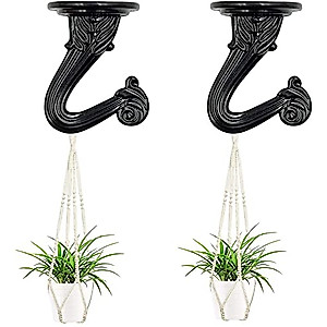 GDQLCNXB Swag Ceiling Hooks - Heavy Duty Swag Hook with Hardware for Hanging Plants Ceiling Installation Cavity Wall Fixing 2 Sets Black