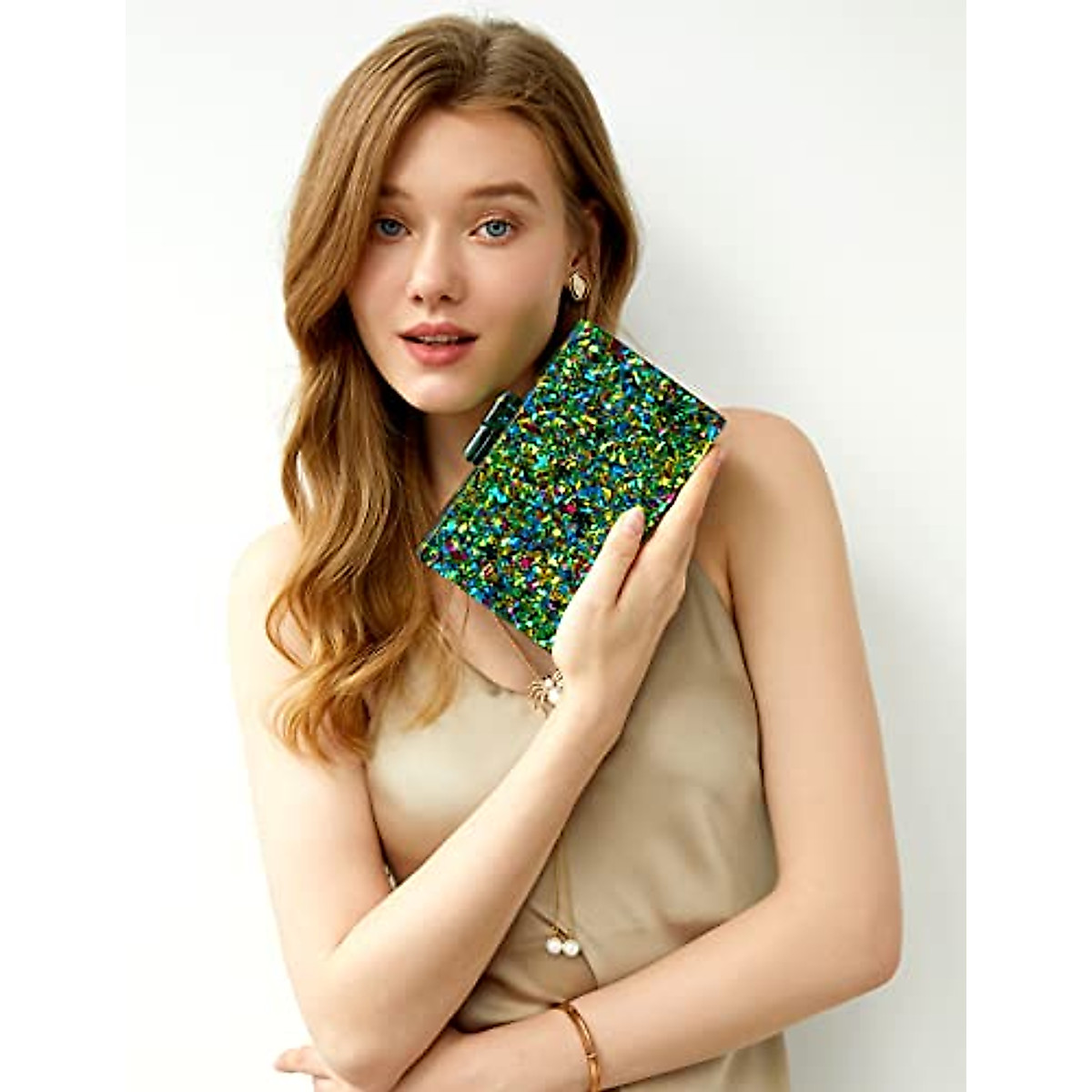 NUSTTAL Clutch Purses for Women wedding Evening Bag Shoulder Handbag Glitter Acrylic Box Clutch Bag-Green
