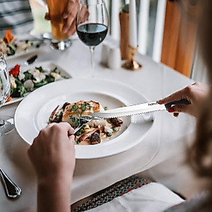 faderic 12-piece Serrated-Steak Knives, Black Full-Tang Triple Rivet Steak Knife Set,Stainless steel Sharp Blade,8.7 Inch,Dishwasher Safe