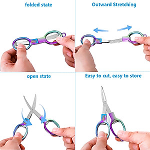 Folding Scissors, 2 PCS Safety Portable Keychain Travel Scissors, Stainless Steel Retractable Pocket Scissors, Mini Compact Craft Scissors for Home, Office, Outdoor, Sewing Sharp Scissors