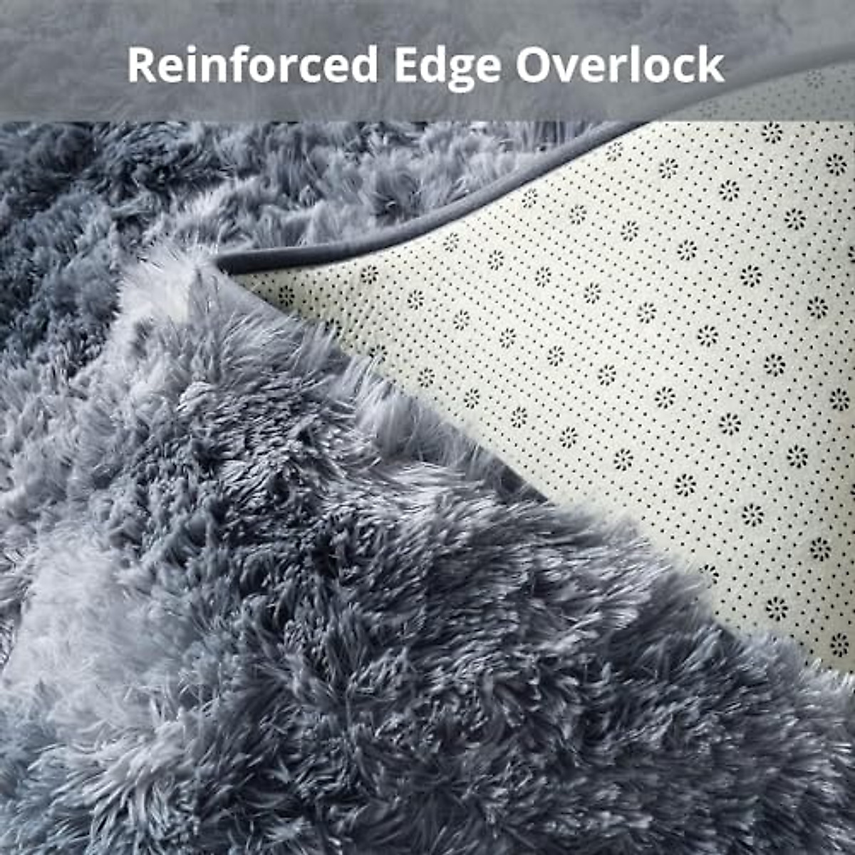 ROCYJULIN Area Rug 5x7 for Bedroom, Fluffy 5x7 Area Rugs for Living Room, Ultra Soft 5x7 Rug Non-Slip Shag Fuzzy Rug for Nursery, Kids, Girls, Boys, Grey