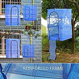 Fish Mesh Hanging Drying Net Food Dehydrator - Durable Folding 4 Layers Fish Vegetable Dishes Dryer Net Drying Rack (40 * 40 * 65cm)