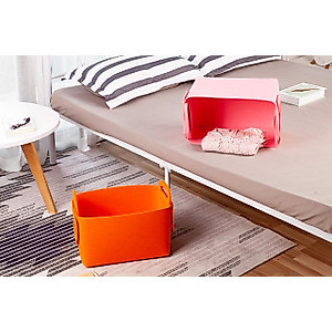 Storage Basket Felt Storage Bin Collapsible & Convenient Box Organizer with Carry Handles for Office Bedroom Closet Babies Nursery Toys DVD Laundry Organizing
