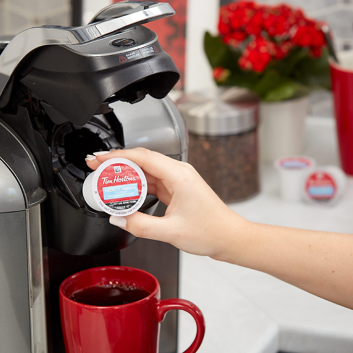 Tim Hortons French Vanilla Coffee, Single-Serve K-Cup Pods Compatible with Keurig Brewers, 12ct K-Cups