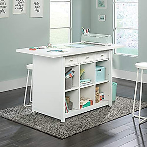 Sauder Craft Pro Series Work Table, White Finish & Craft Pro Series Craft Tower, White Finish