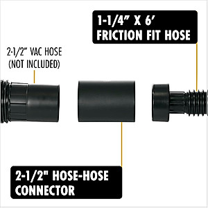 WORKSHOP Wet/Dry Vacs Vacuum Accessories WS12520A Wet/Dry Vacuum Hose, 1-1/4-Inch x 6-Feet Wet/Dry Vac Hose, Friction Fit Hose for Wet/Dry Shop Vacuum