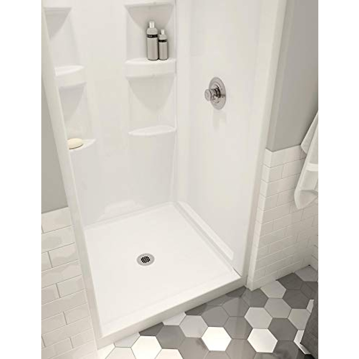 Delta Faucet ProCrylic 36 x 36 Center-Drain Shower Base, High-Gloss White B78615-3636-WH