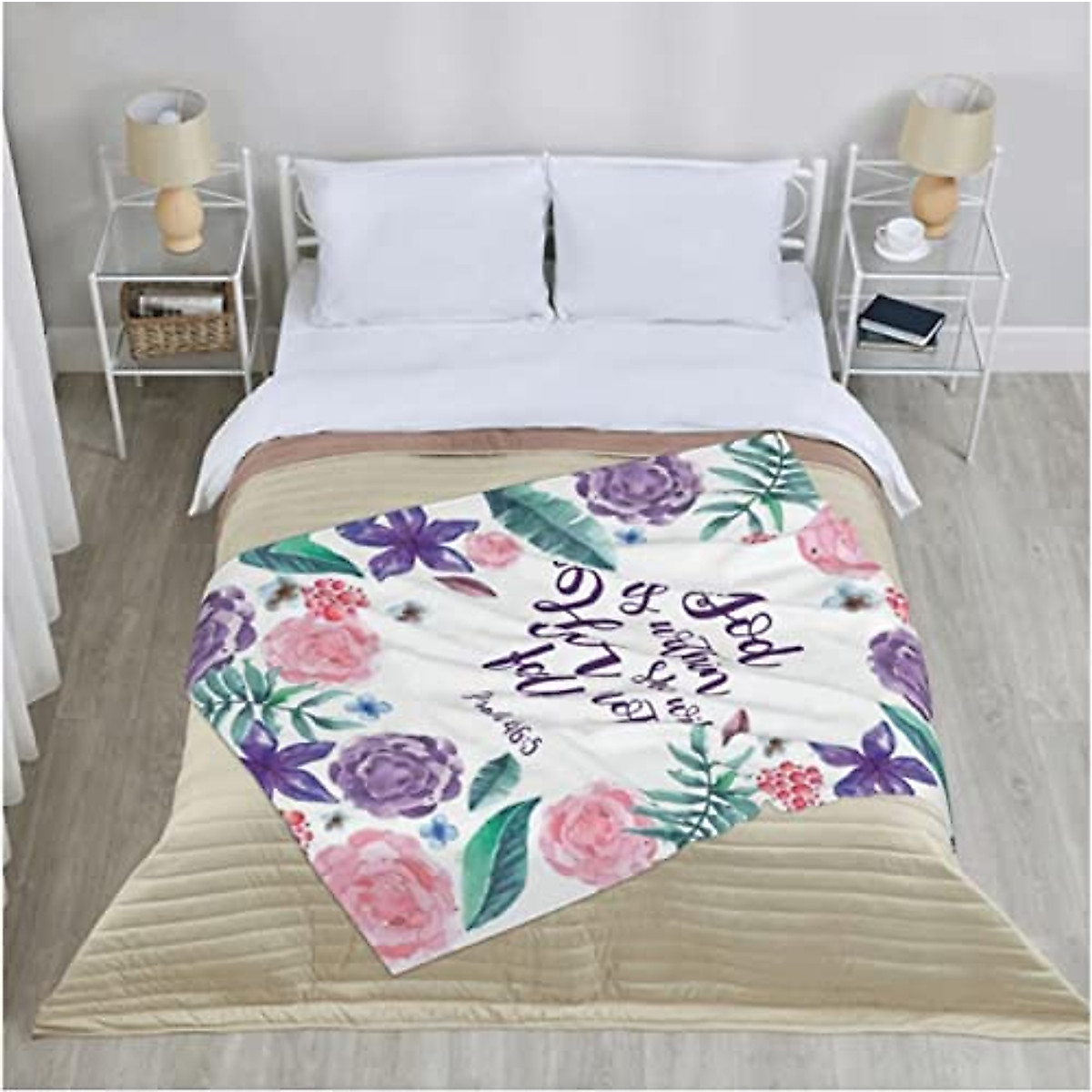 God is Within Her Blankets Bible Verse Blanket Spiritual Gifts for Women Soft Fluffy She Will Not Fall Fleece Blanket Get Will Soon Blanket Gift for Mom Women 40"X50"