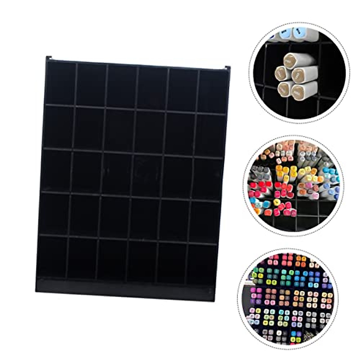 NUOBESTY Home Plastic Grids Hole Household Desk Organizer Pencils Storage Display Accessories - Eyeliner Art Shelf Multi-slot Brushes Cosmetic Container Pen -grid Black Stationary Paint