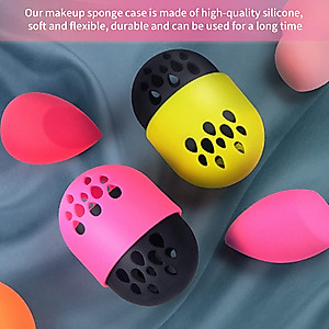 keilend Makeup Sponge Holder, Beauty Sponge Container with Cover,Reusable Protective Carrying Container,Sponge Dustproof Case for Travel, Home(Pink-Black)