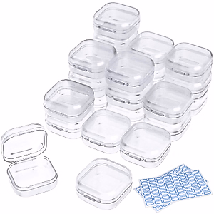 DUOFIRE Small Containers with Lids 24 Packs Plastic Box Clear Small Storage Containers Bead Organizer for Beads, Crafts, Jewelry, Small Items (1.38x1.38x0.7 Inches)