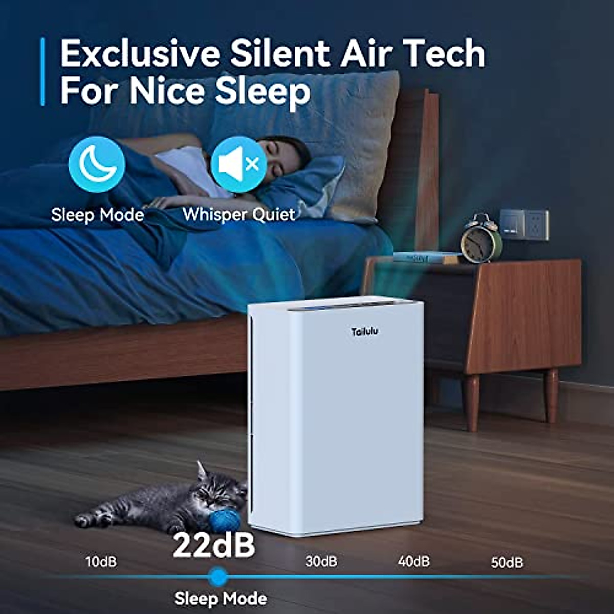 Tailulu H13 True HEPA Machine for Home Large Room up to 1614 Ft², Helpful for Dust Smoke Pollen Allergies Pets Hair Dander, Ozone Free, White