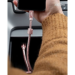 LIQUIPEL USB Type C Cable 6ft, USB A 2.0 to USB-C Fast Charger Extra Long Durable, Glitter Cables (Rose Gold)
