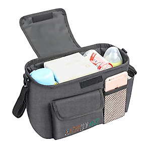 Stroller Organizer, Bottle Caddy & Cup Holder, Large Storage Universal Fit, Doubles as Diaper Shoulder Bag by Stroller Buzz