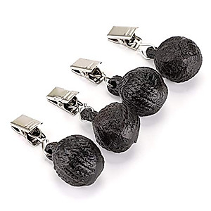 OwnMy Set of 4 Tablecloth Weights Clip on, Pendant Tablecloth Weights Kit with Cast Iron Round Ball, Cloth Weights Clip for Outdoor Garden Party Picnic Tablecloths, Heavy Duty Tablecloth Clips (Black)
