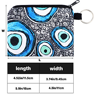 Hicarer 10 Pieces Small Coin Purse Boho Change Purse Pouch Printed Mini Wallet Coin Bag with Zipper for Women Girls (Evil Eye Print,4.7 x 3.94 Inch)