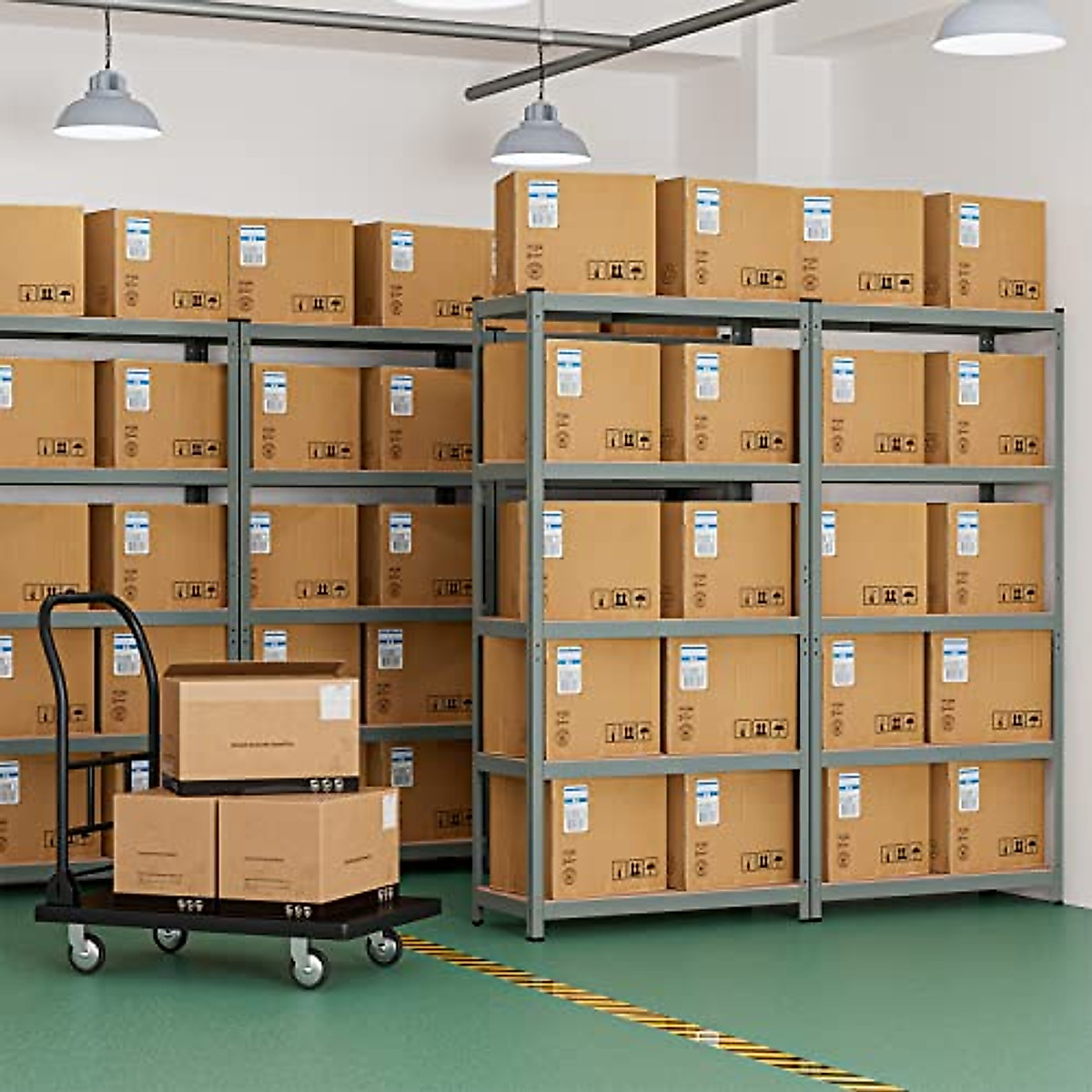 ERGOMASTER 5 Tiers Steel Shelves 72 Inches Height for Storage Heavy Duty Garage Organization Utility Shelf Rack for Books, Kitchenware, Tools Bolt-Free Assembly (Set of 4,Grey)