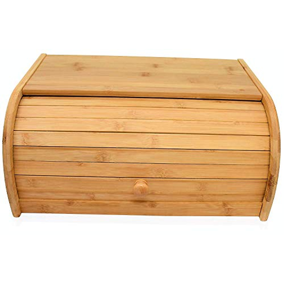 RoyalHouse Natural Bamboo Roll Top Bread Box Kitchen for Countertop Food Storage, Large, NO ASSEMBLY REQUIRED